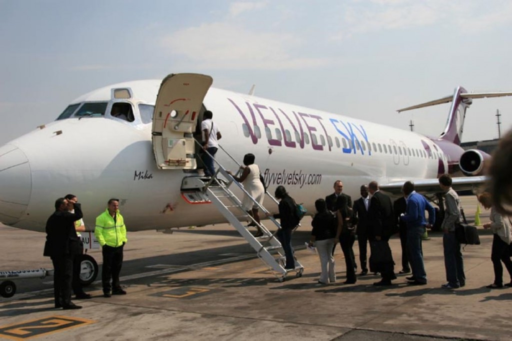 Velvet Sky, airline, Leaving OR Thambo airport for the maiden flight ...