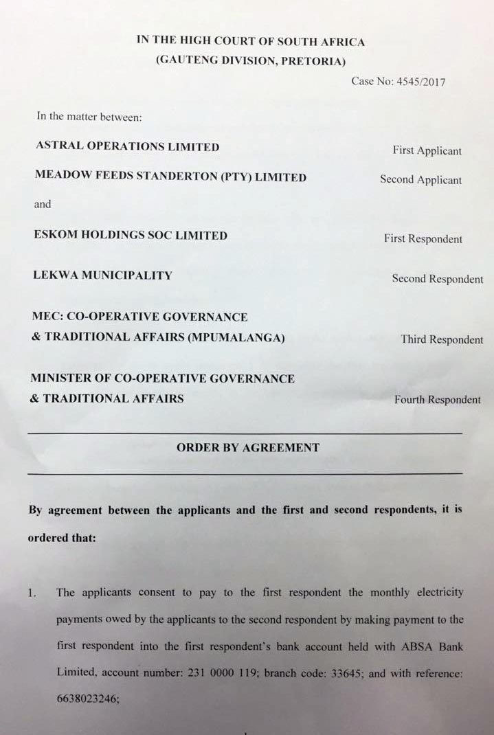 Court orders Astral to pay Eskom directly - Moneyweb