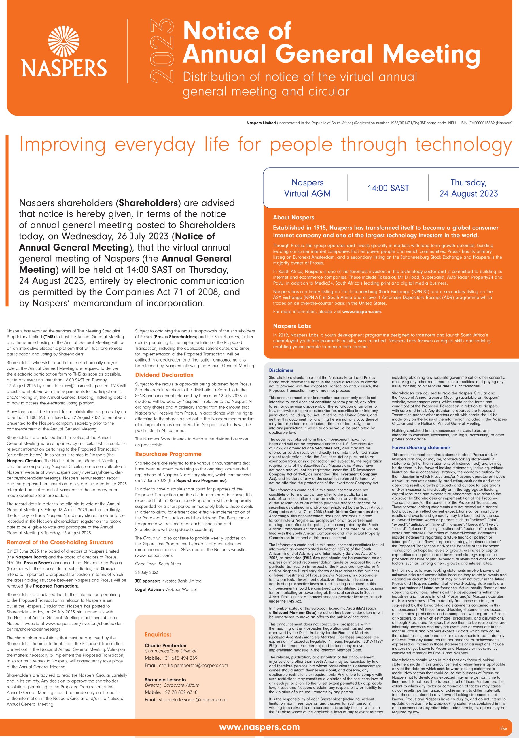 Naspers to make life easier for shareholders - Moneyweb