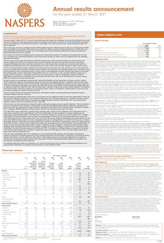 Naspers: Revenue grows 32%, loss on own operations halves - Moneyweb