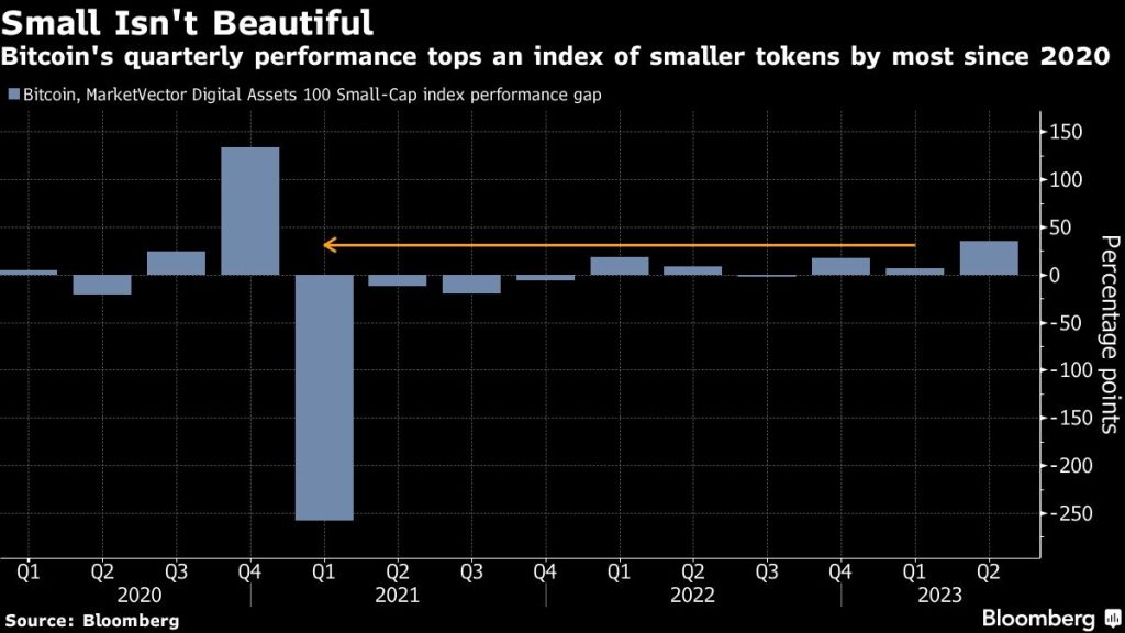 Bitcoin set for second quarterly gain as smaller tokens lag by the most ...