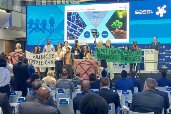Sasol cancels AGM as climate change activists storm stage - Moneyweb