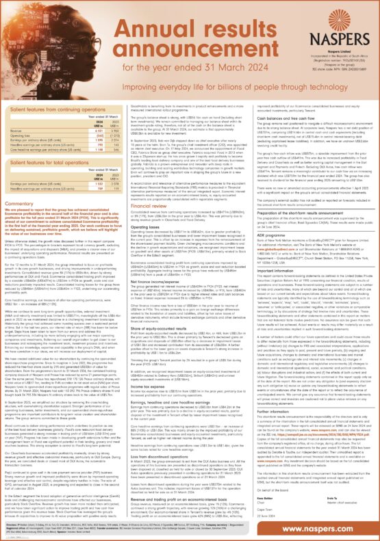 Naspers doubles headline earnings - Moneyweb