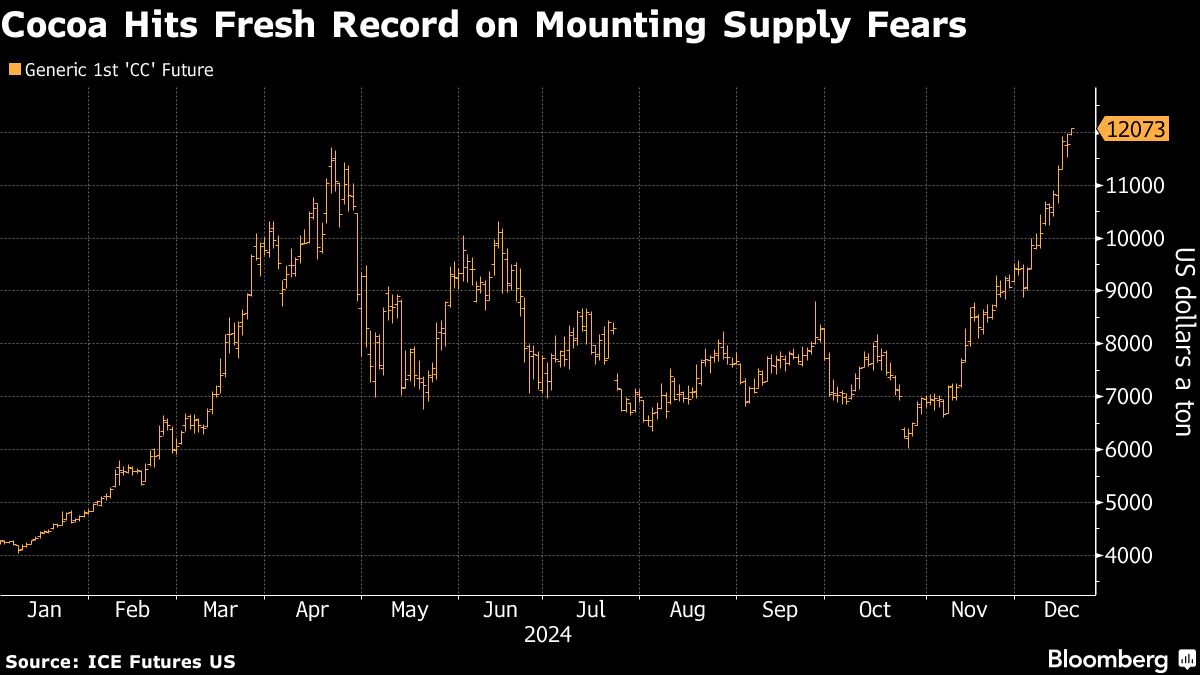 Cocoa soars above $12 000 to reach fresh record on supply fears - Moneyweb