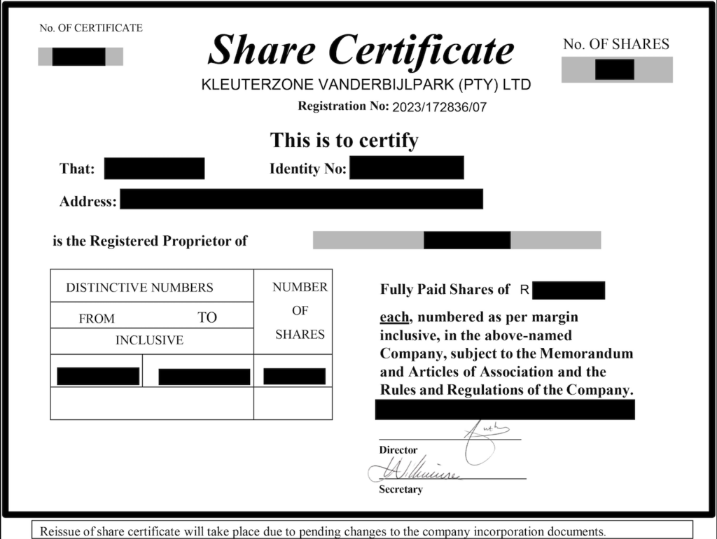 KleuterZone share certificates reference companies that do not exist ...