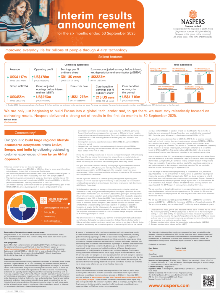 Naspers exceeds expectations, but Tencent still rules the roost - Moneyweb